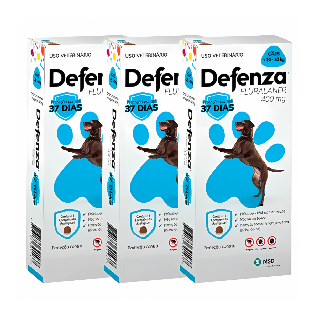 Antiparasitário MSD Defenza 400mg para Cães de 20 a 40 kg - Pet Cães e Cia