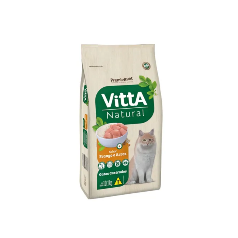 Ração Para Gatos Castrados Frango e Cereais Integrais 10,1kg Vitta ...